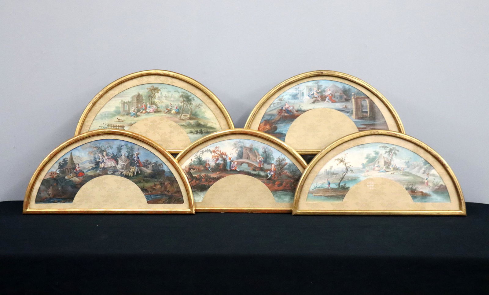 5 Victorian Painted Fans