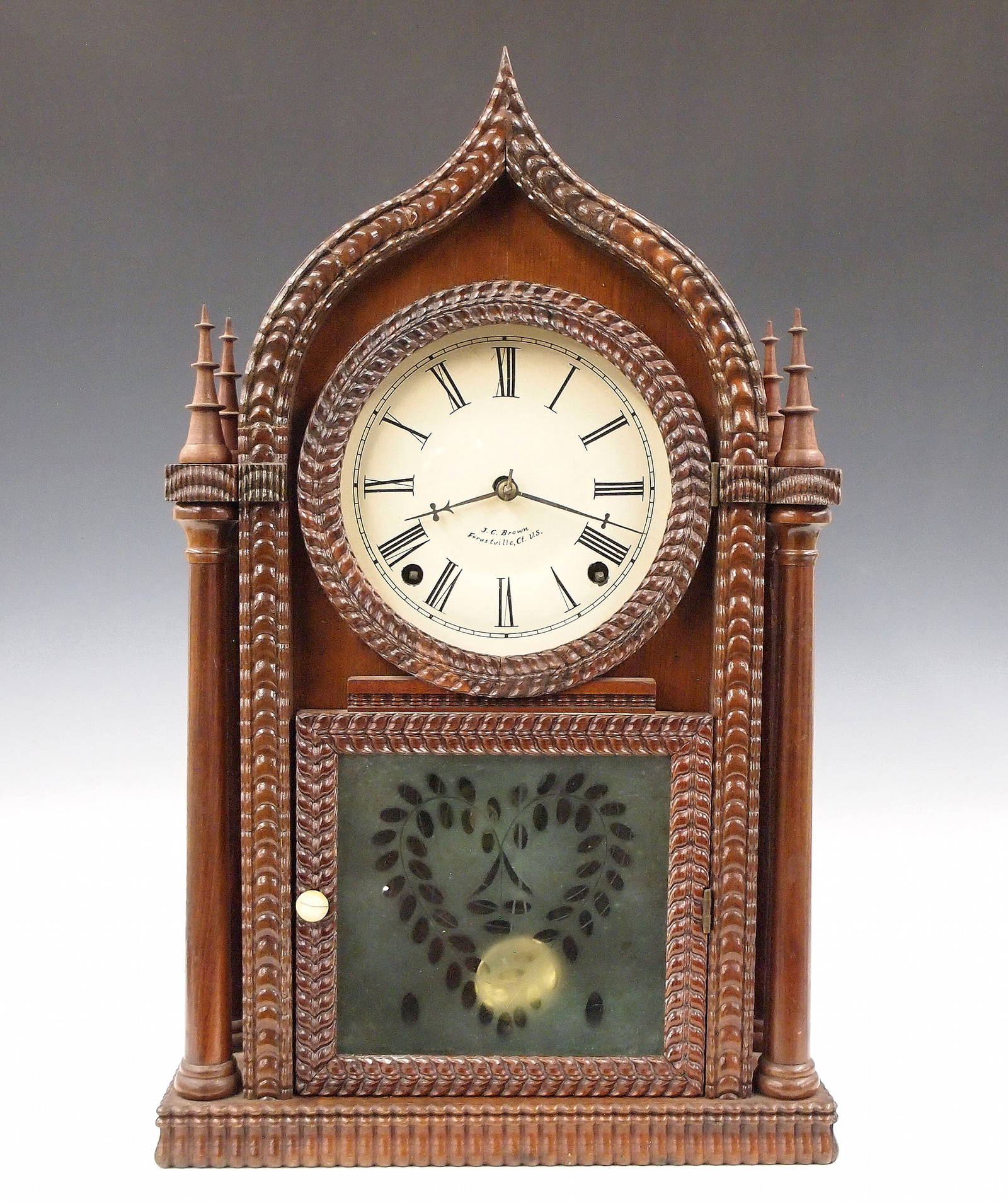 J C Brown Ripple Front Shelf Clock Auction
