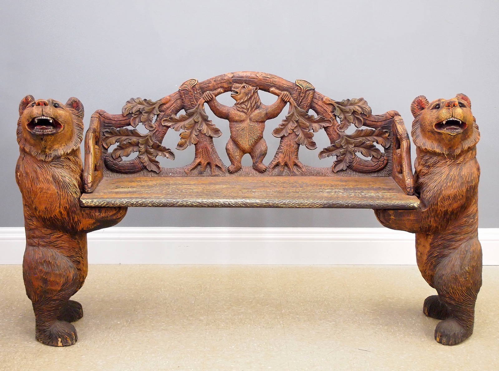 Carved Bear Bench Auction