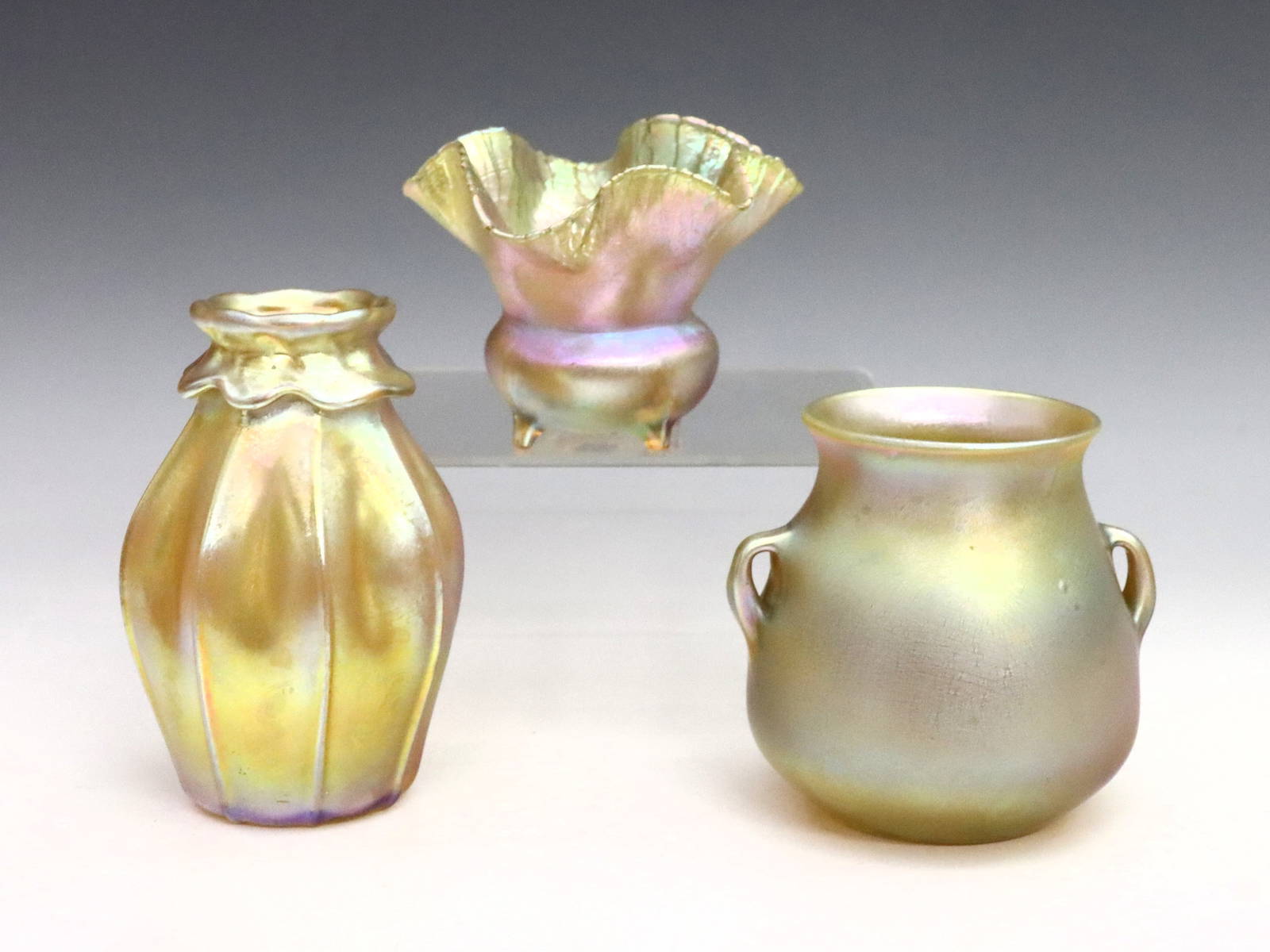 3 Tiffany Favrile Glass Vases Auction