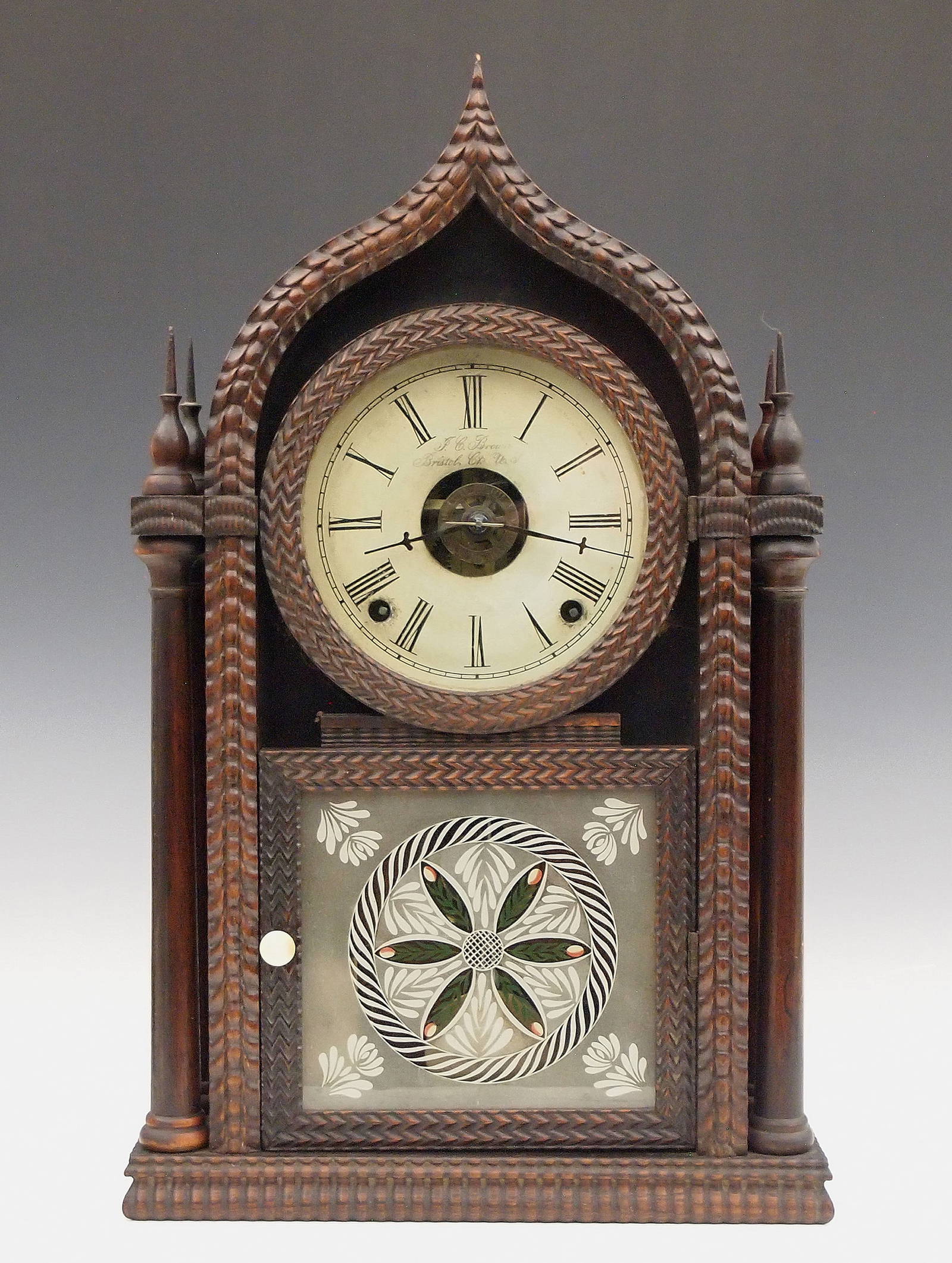J C Brown Ripple Front Sharp Gothic Shelf Clock Auction