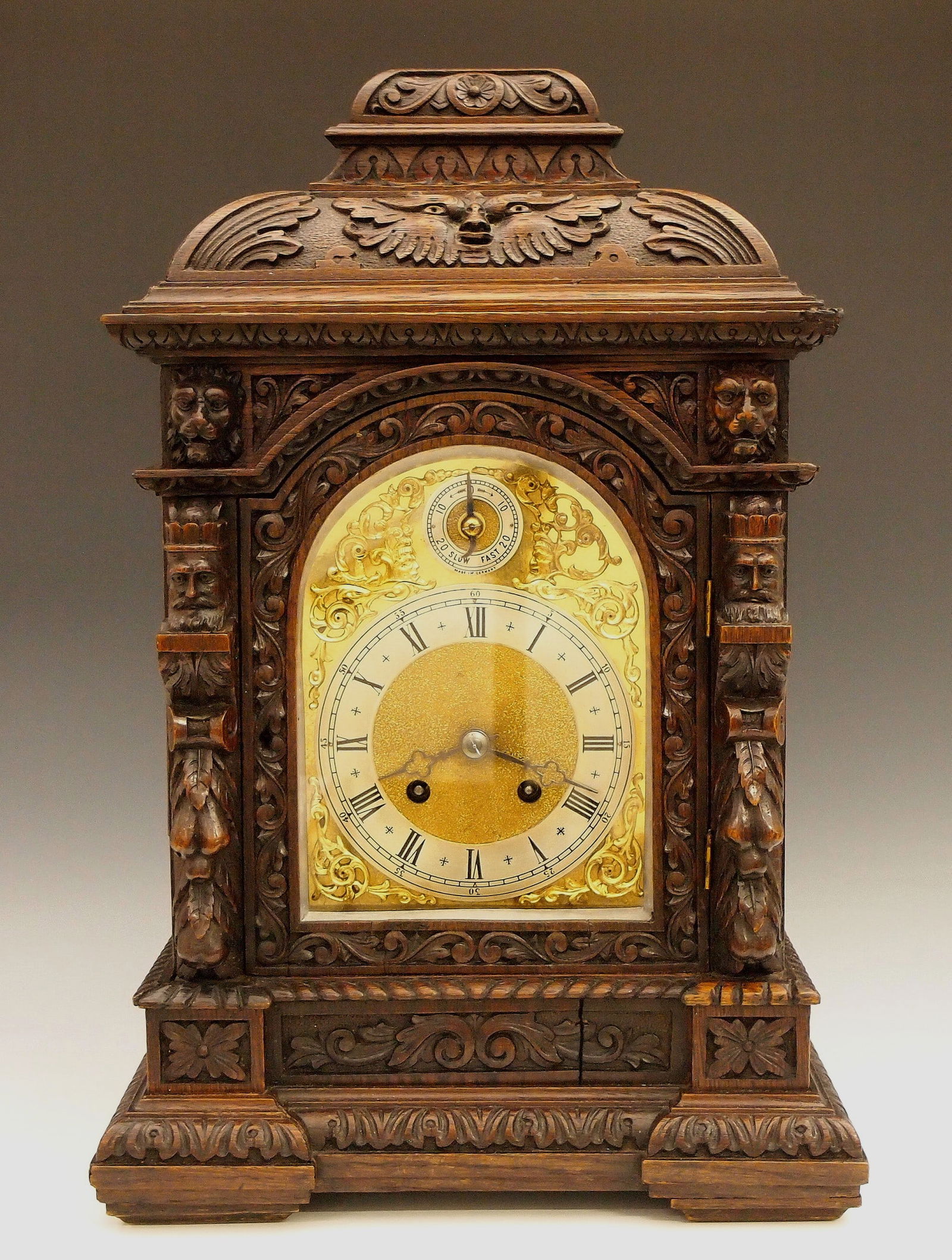 German Carved Oak Bracket Clock Auction