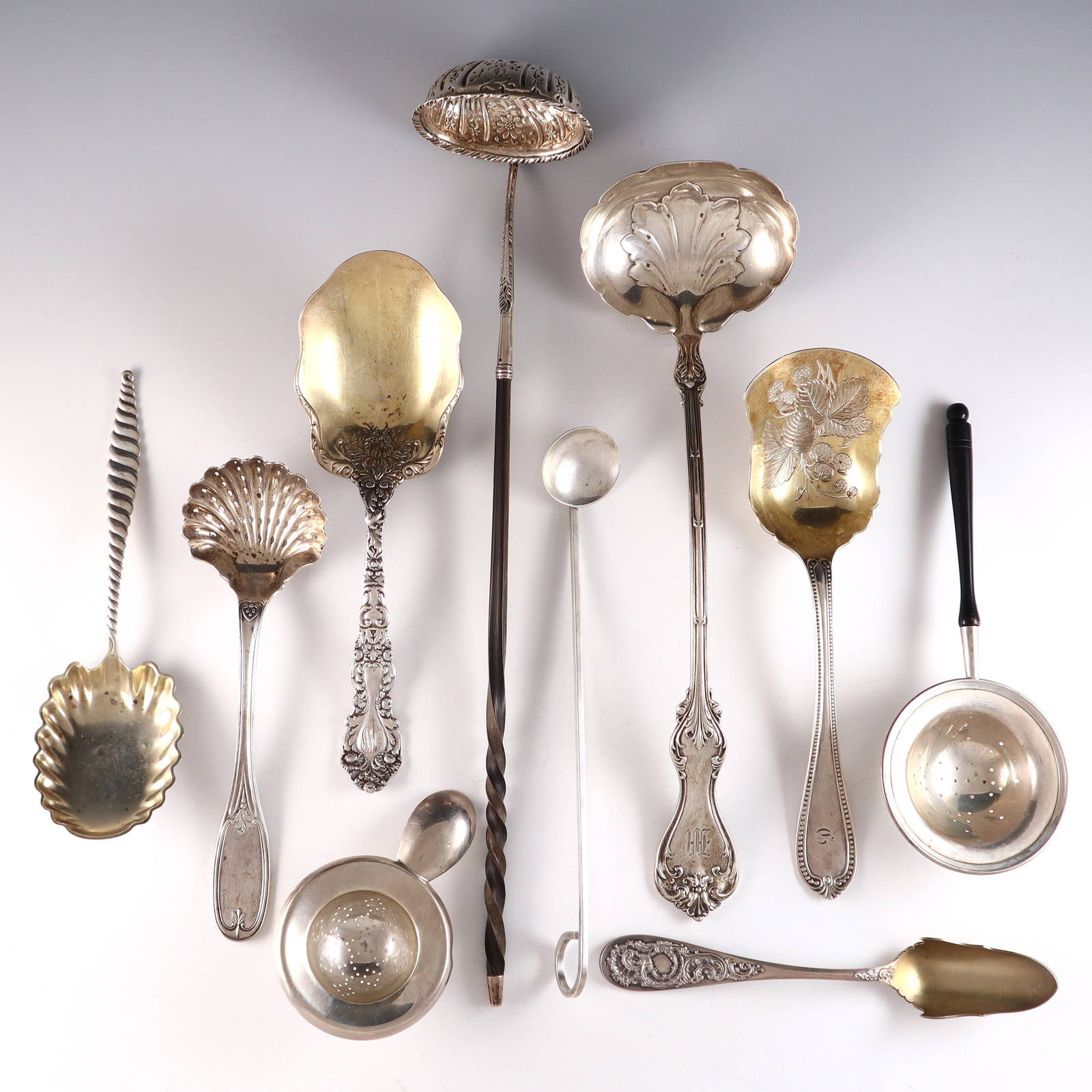 10 Pc Sterling & .950 Silver Flatware Auction
